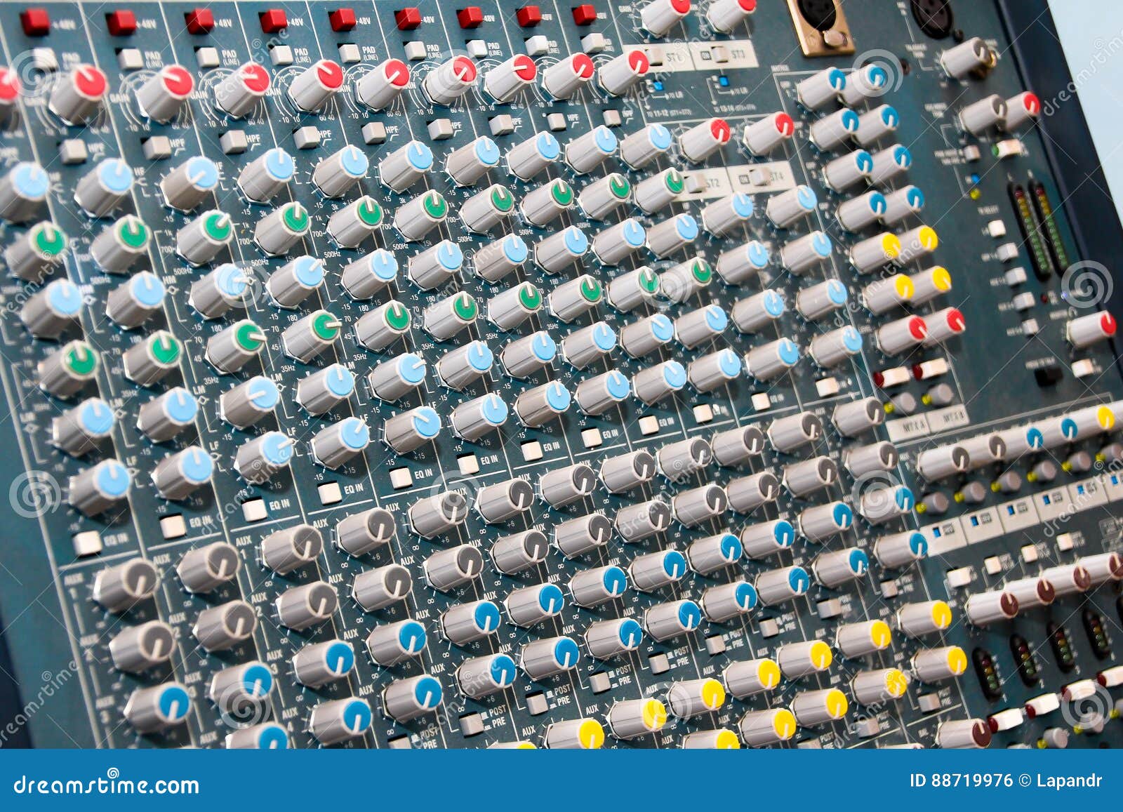Sound Mixing Console with Lots of Buttons and Knobs Stock Photo - Image ...