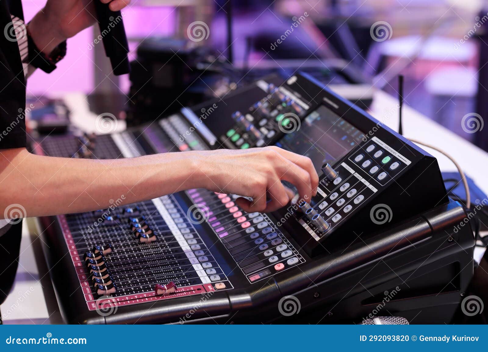 Sound Mixing Console Operator Checks Settings Stock Photo - Image of ...