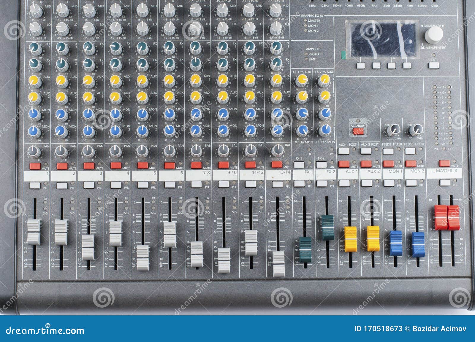 Sound Music Mixer Control Panel.Buttons on Mixer Stock Image - Image of ...