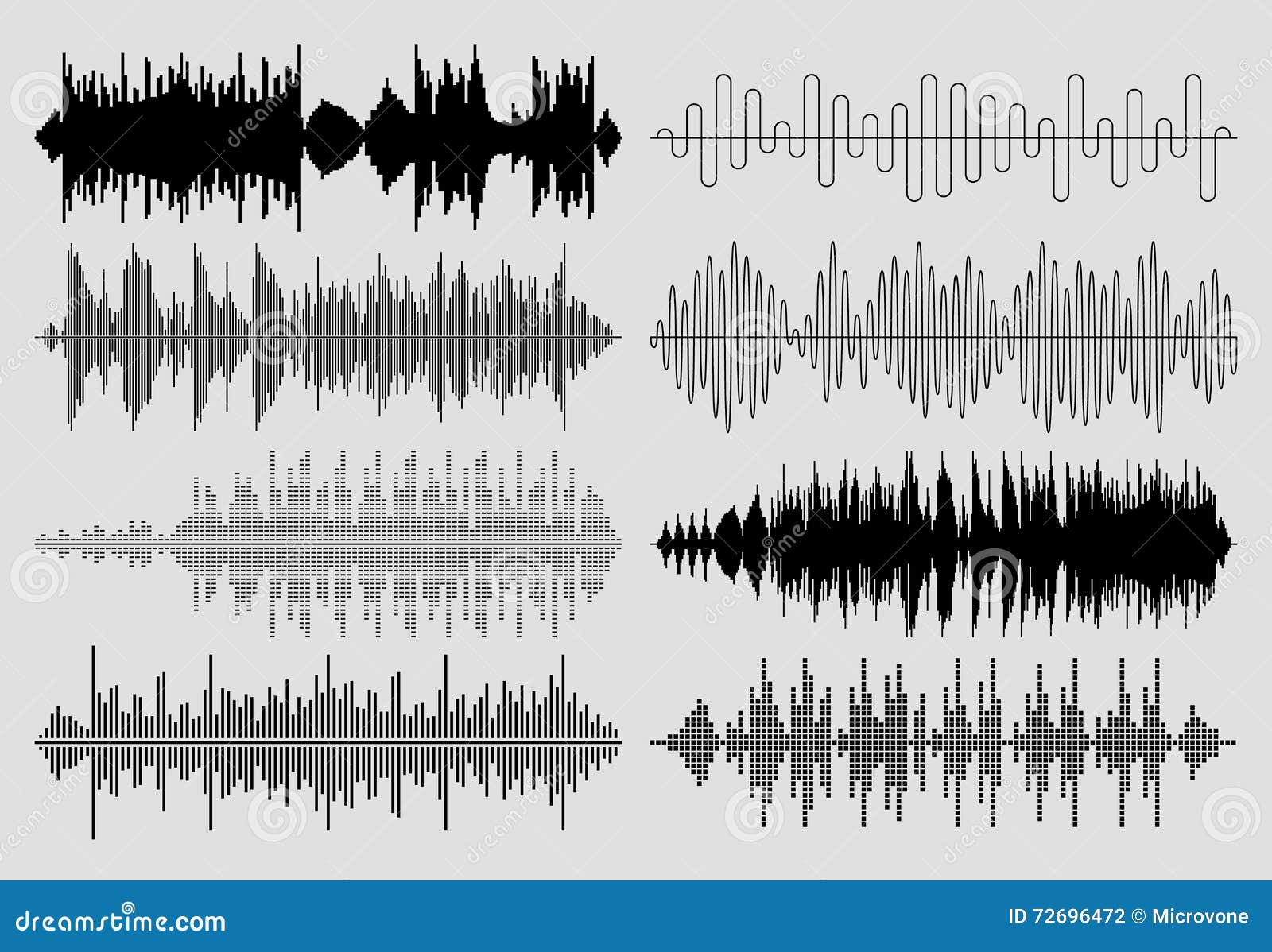 Sound Music Waves Vector Set. Musical Pulse or Audio Charts Stock ...