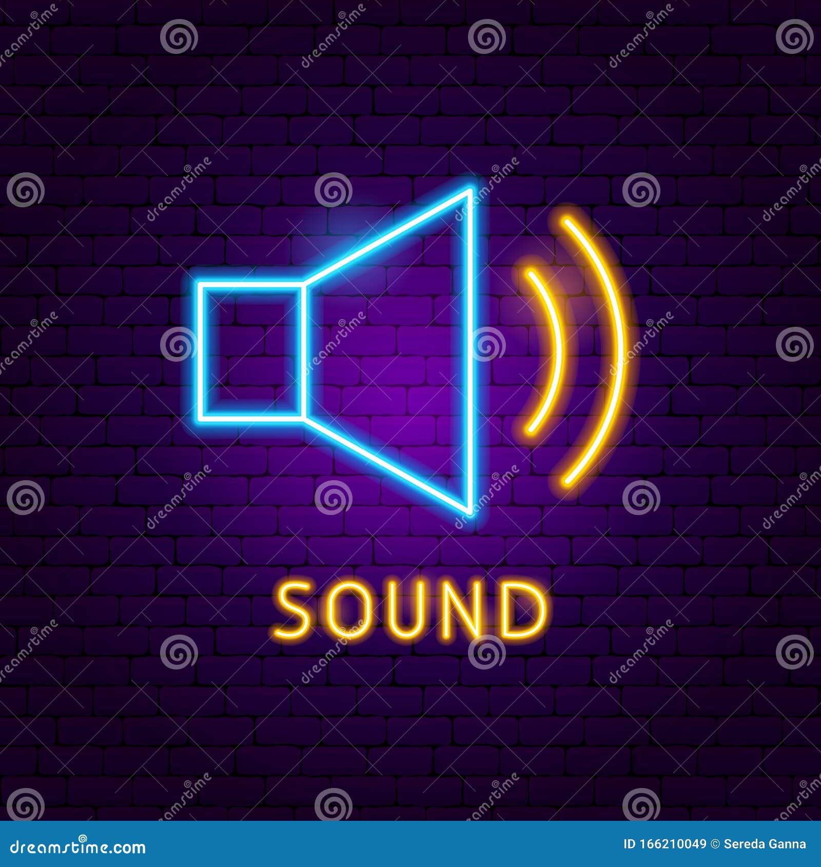 Sound Neon Label stock vector. Illustration of loud - 166210049
