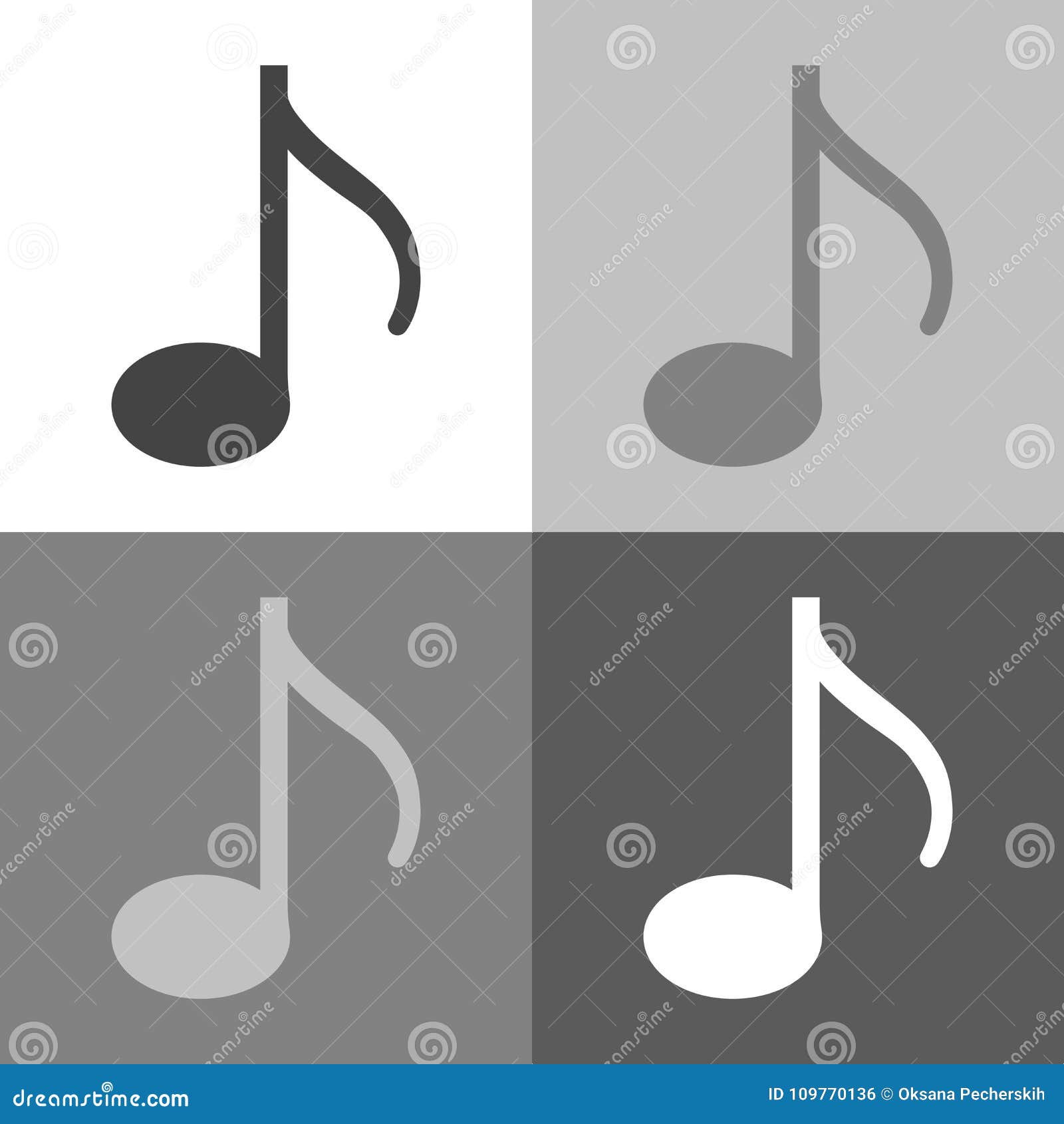 Sound Notification. Vector Icon Set Note on White-grey-black C Stock ...