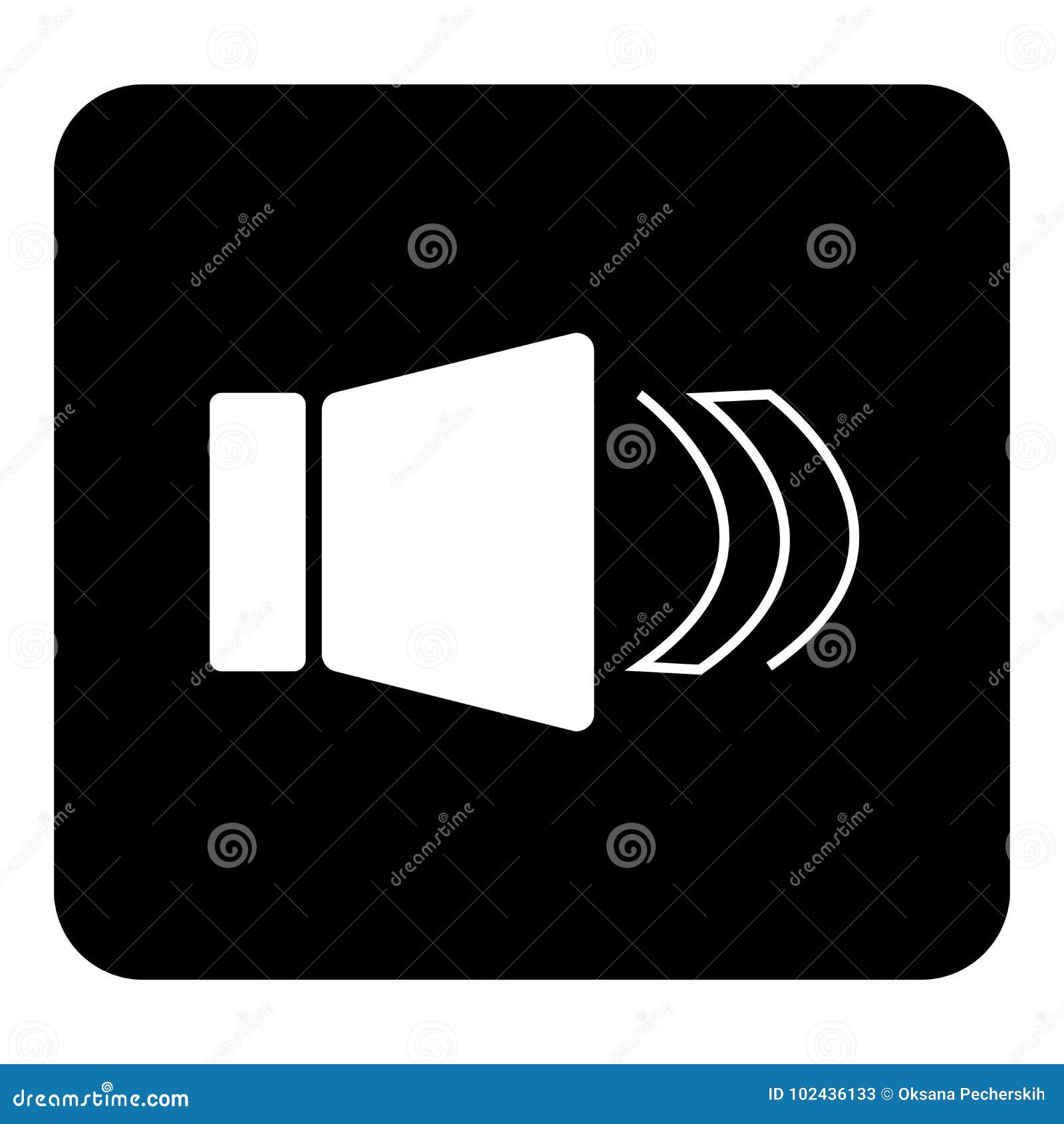 Sound Notification Vector Icon. Vector White Illustration on Bl Stock ...