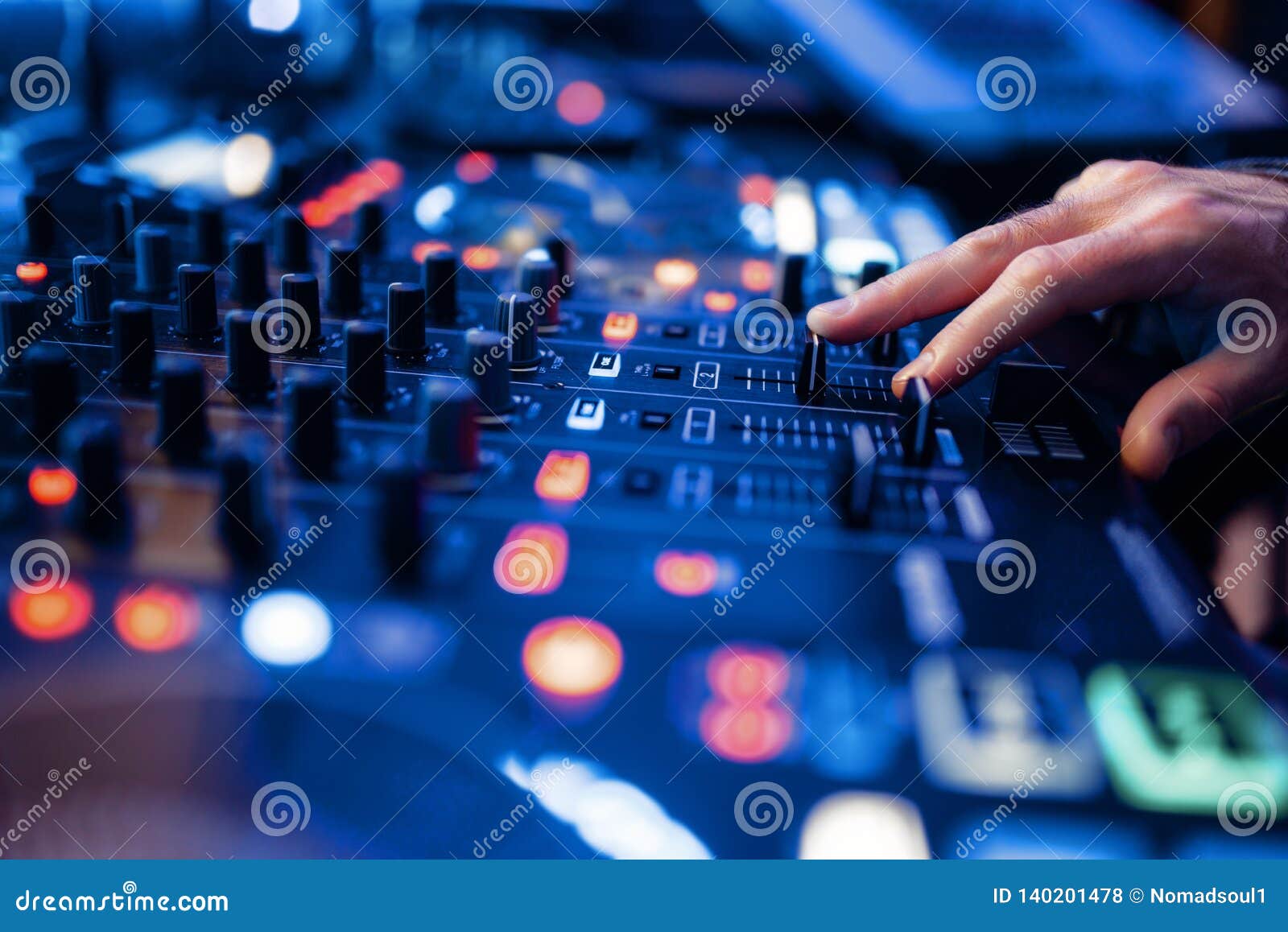 Sound Operator Hands at the Volume Control Panel Stock Photo - Image of ...
