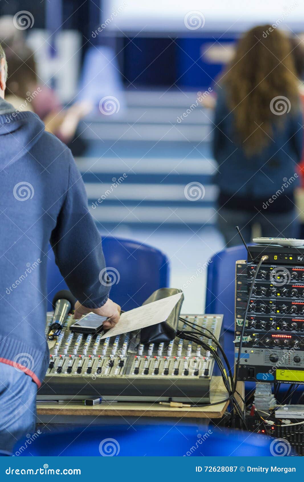 Sound Operator at Work in Front of Sound Mixing Console. Editorial ...