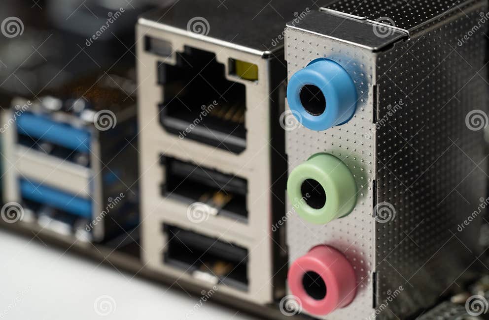 Sound Output, Sound Input and Microphone Mini Jack Connectors on Real ...