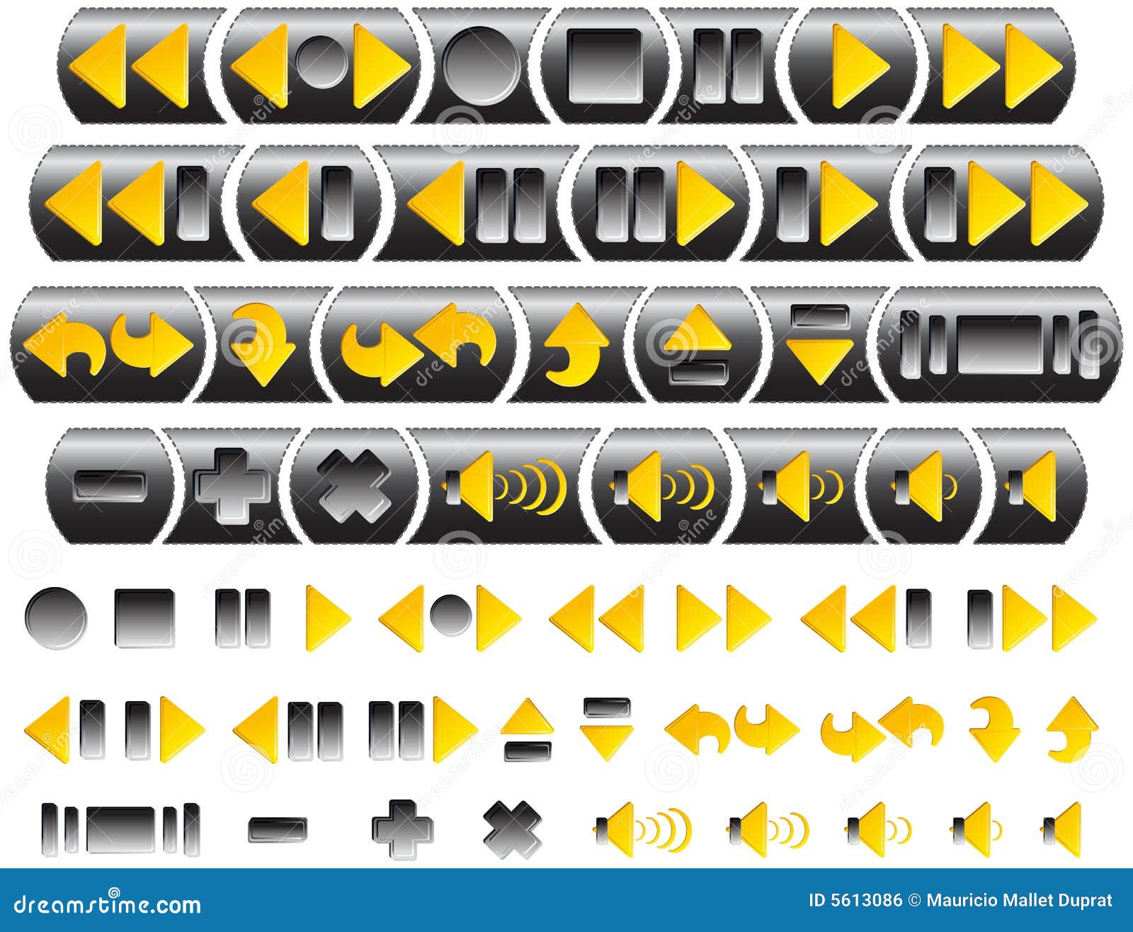 Sound-play buttons icons stock vector. Illustration of signs - 5613086