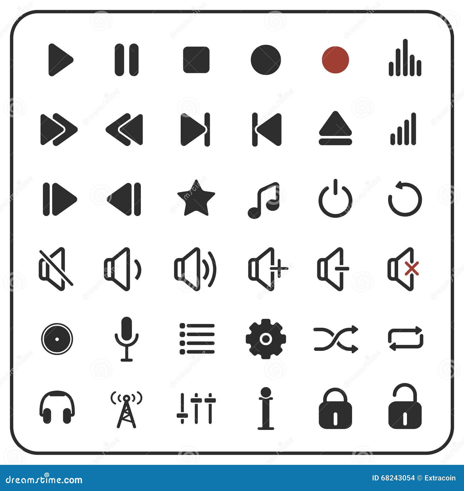 Sound Player Buttons, Audio Icons Stock Vector - Illustration of ...