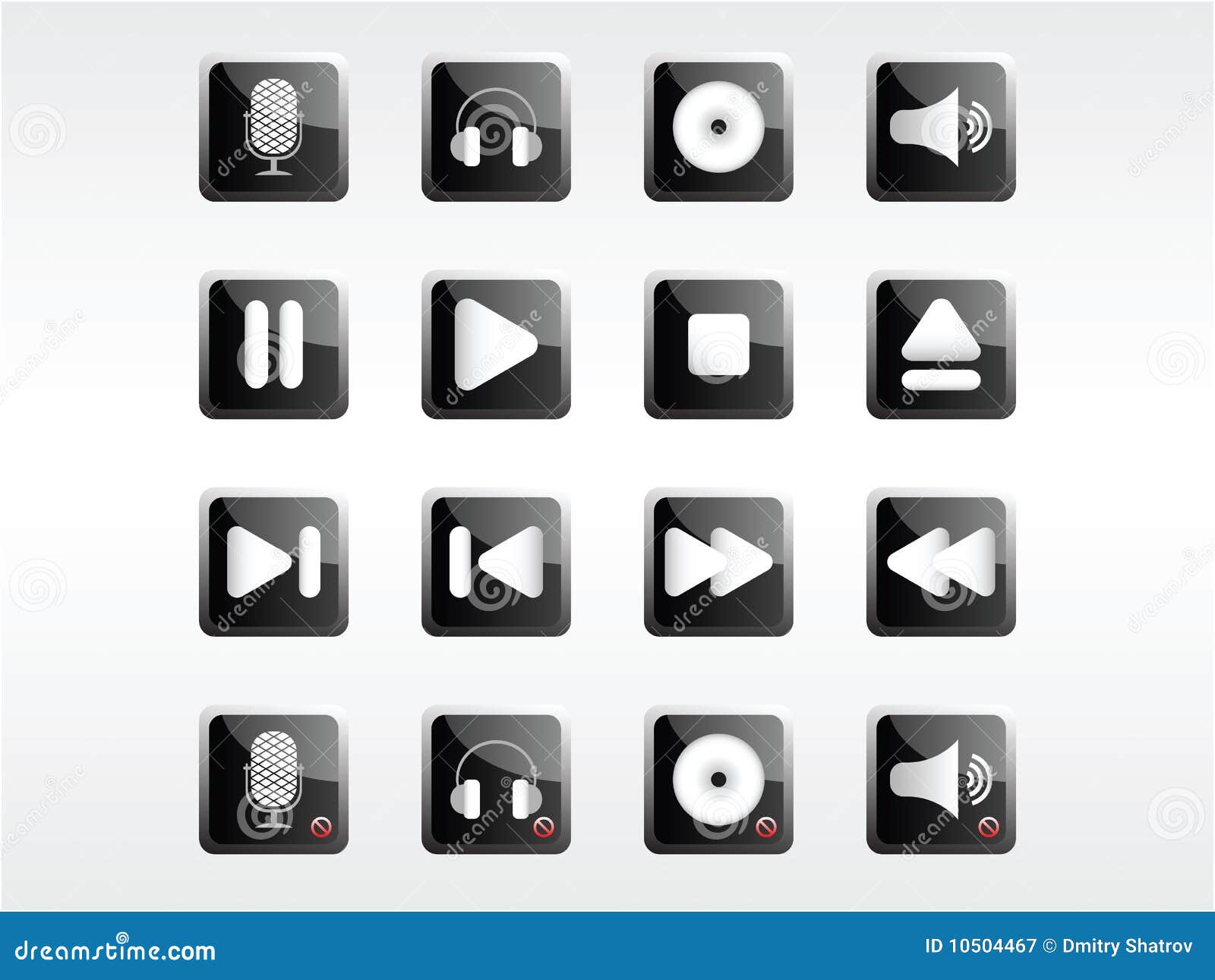 Sound and player icon set stock vector. Illustration of forward - 10504467