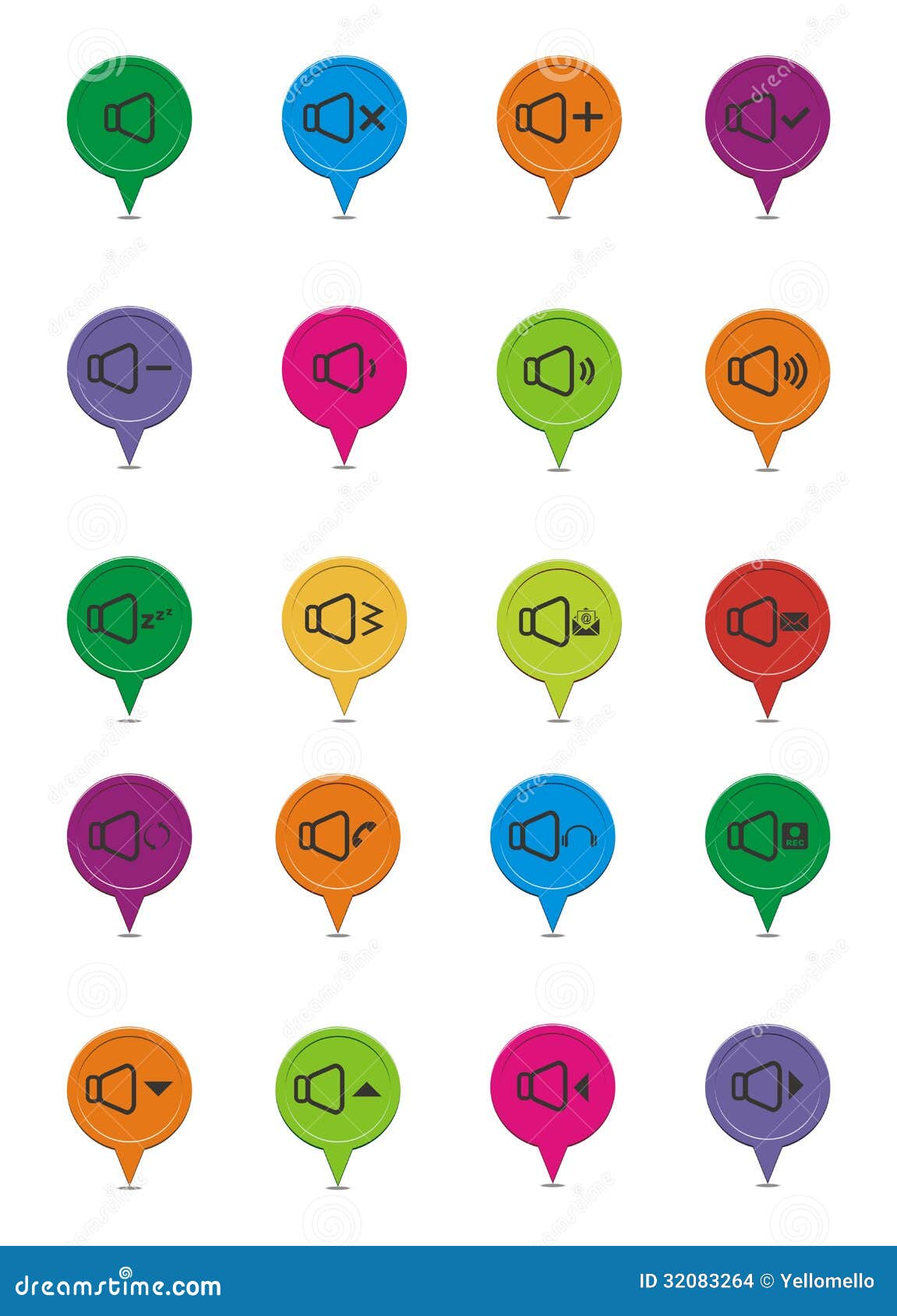 Sound pointer sets stock illustration. Illustration of play - 32083264