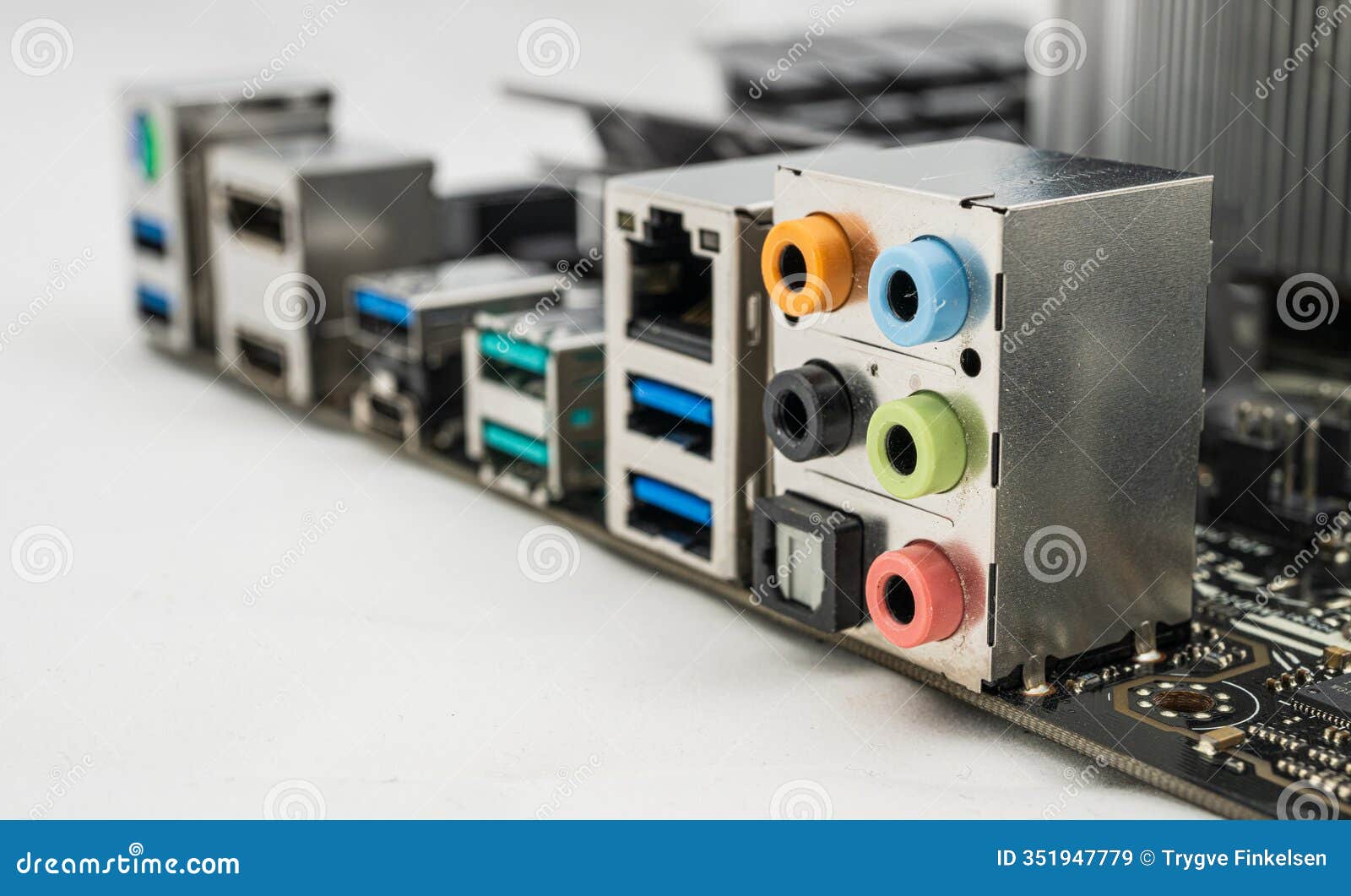 Sound Ports of a Computer Motherboard.. Stock Image - Image of chip ...