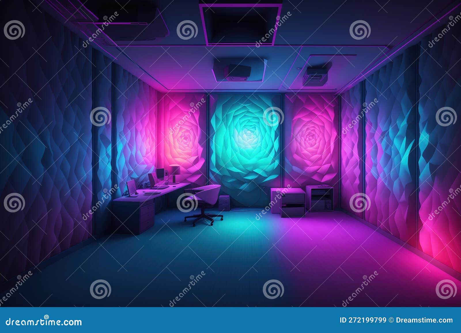 Sound Proof Environment Neon Ambience Stock Illustration - Illustration ...