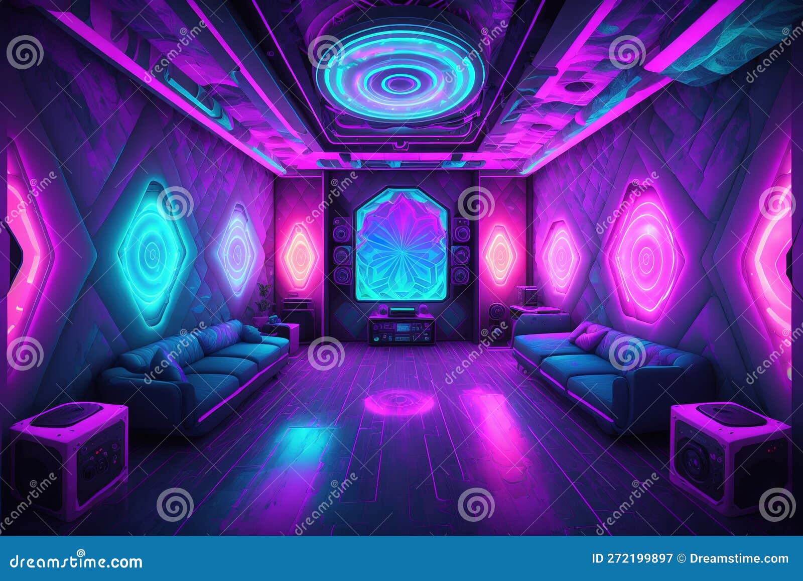 Sound Proof Environment Neon Ambience Stock Illustration - Illustration ...
