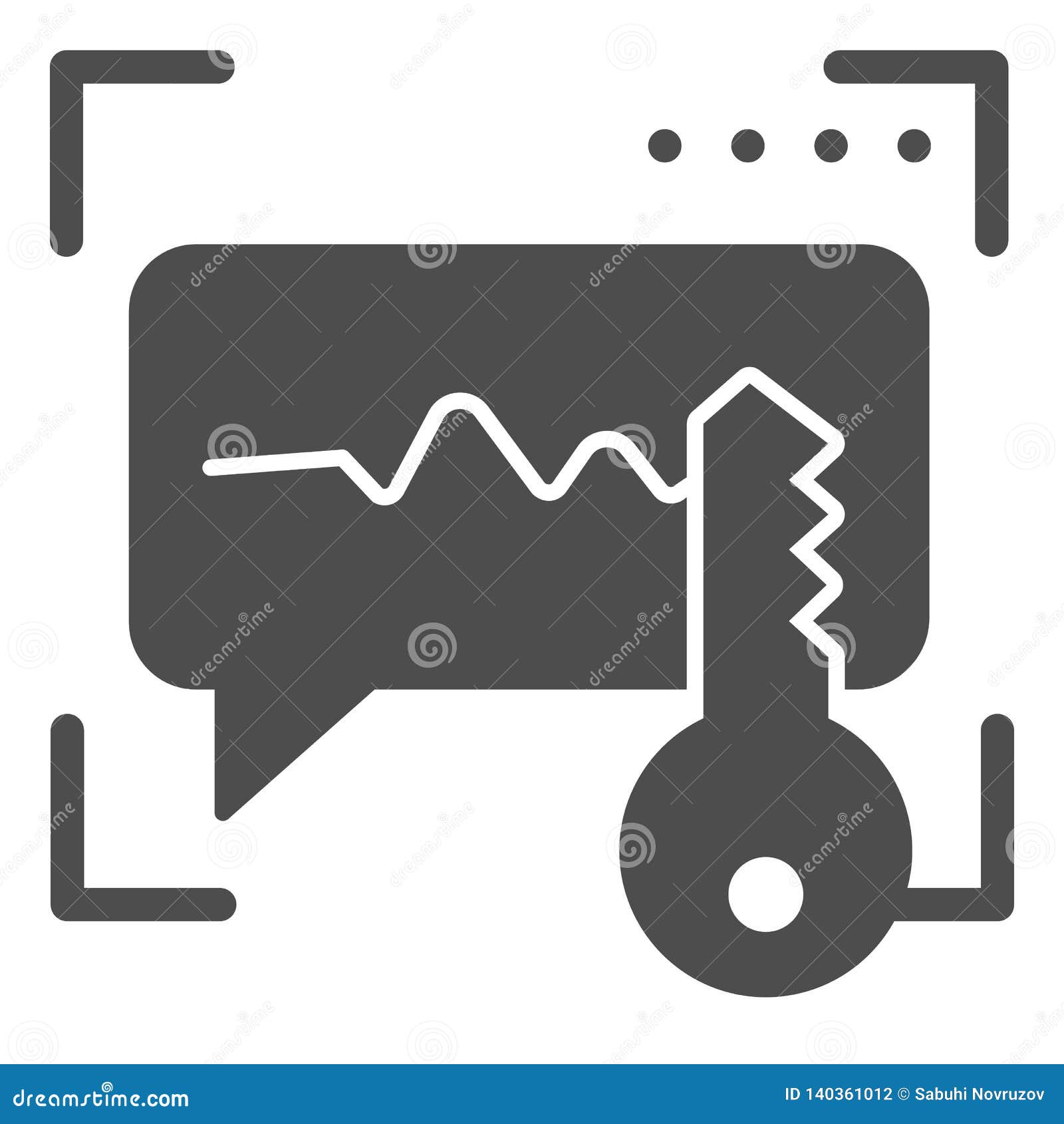 Sound Recognition and Key Solid Icon. Voice Identification Code Vector ...