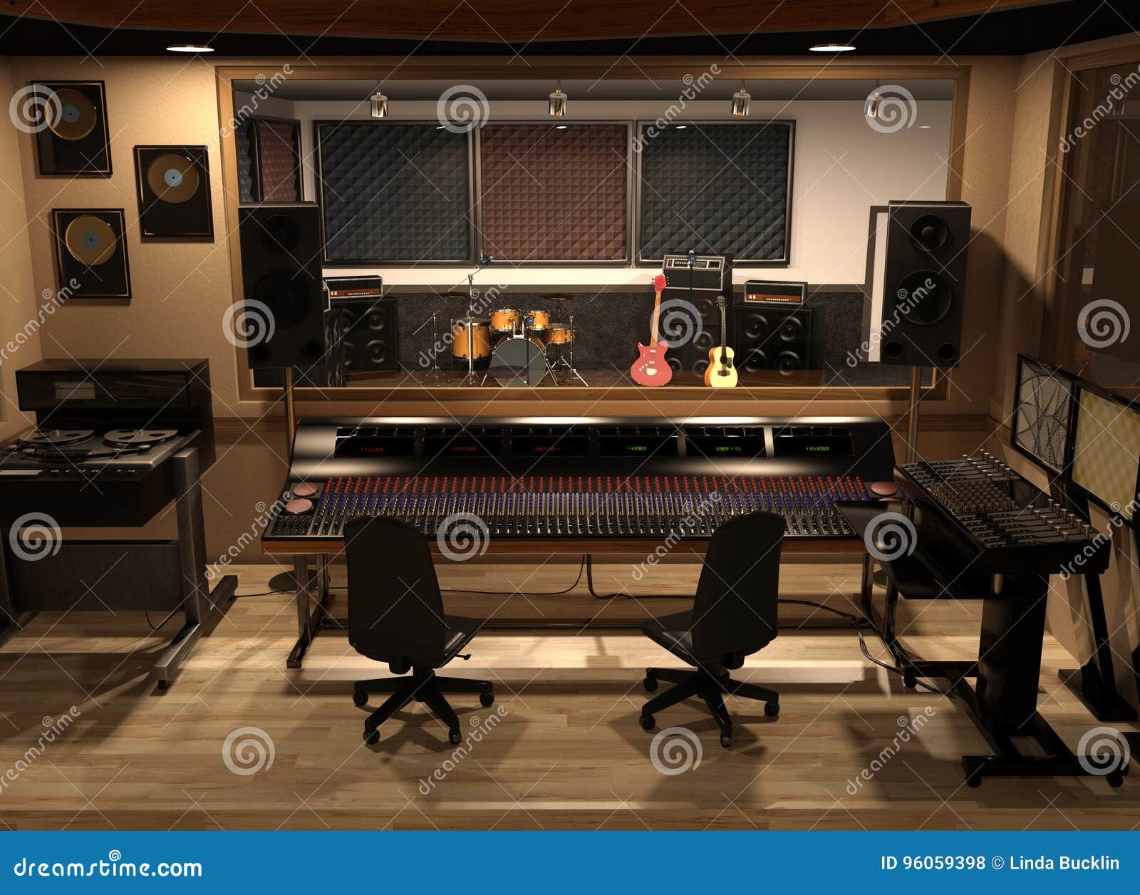 Sound Recording Studio stock illustration. Illustration of session ...
