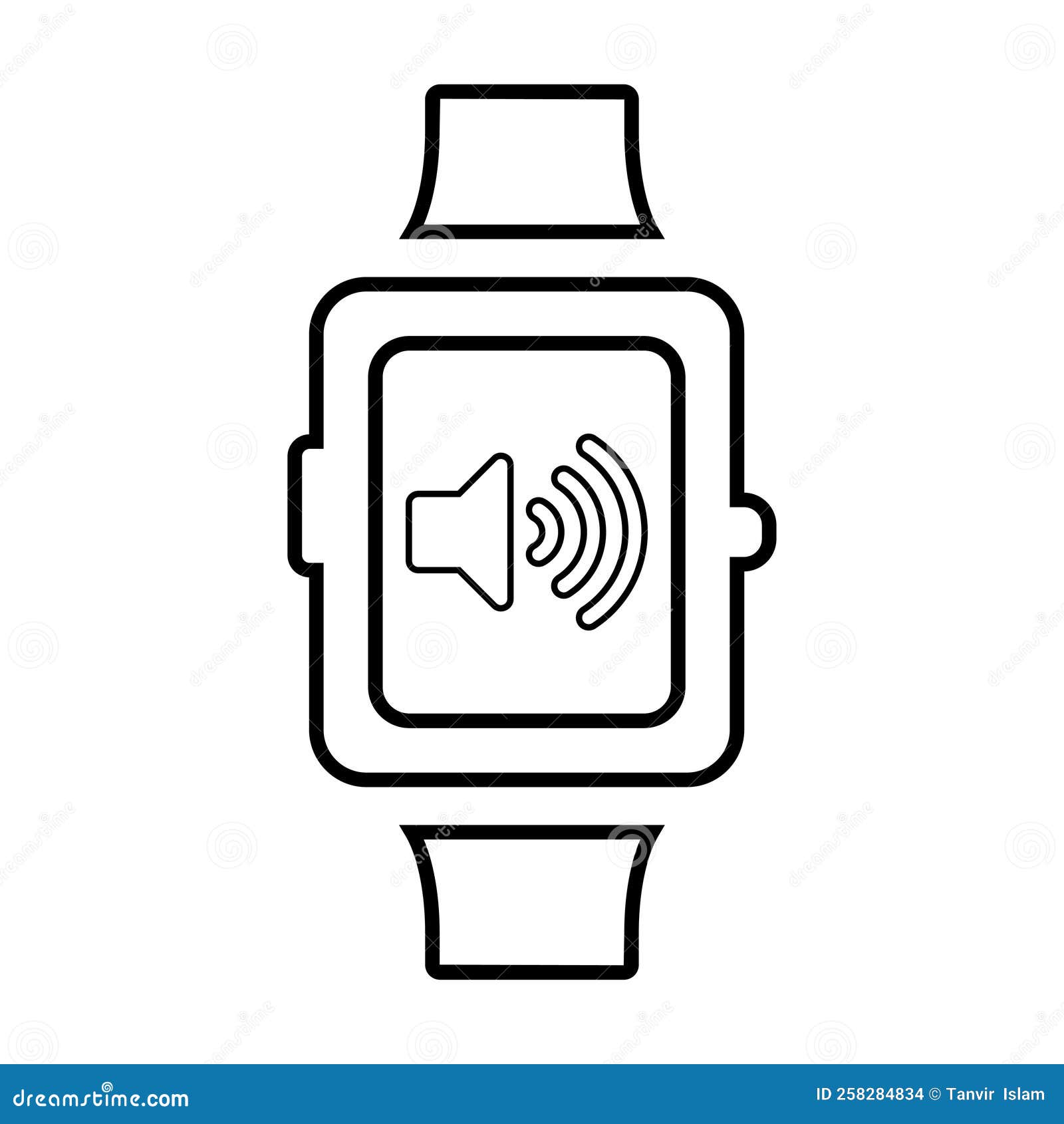 Sound smart watch icon stock vector. Illustration of clock - 258284834