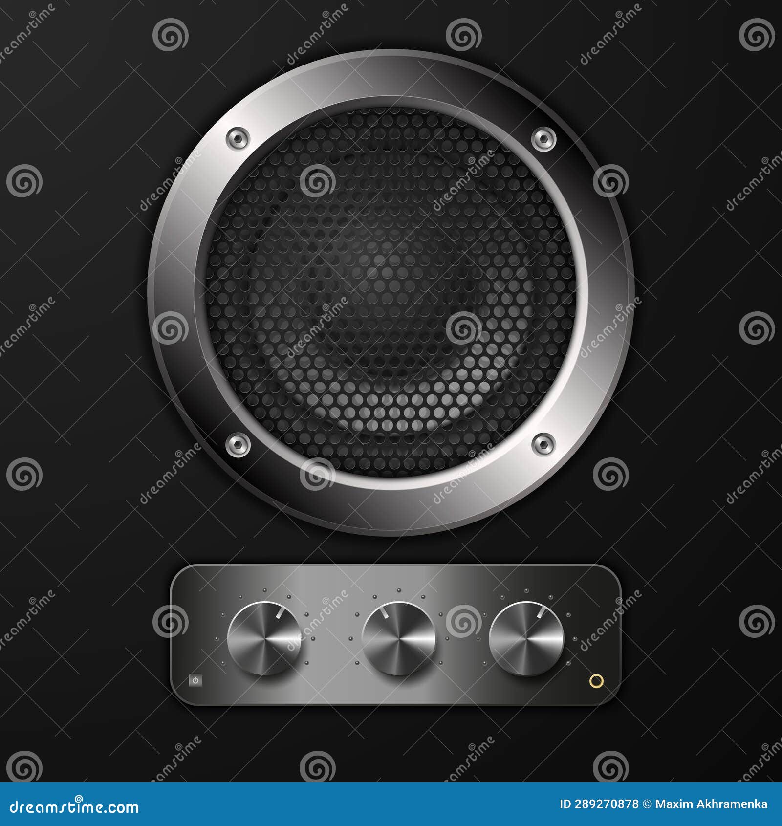 Sound Speaker with Grid and Volume Control. Stock Vector - Illustration ...