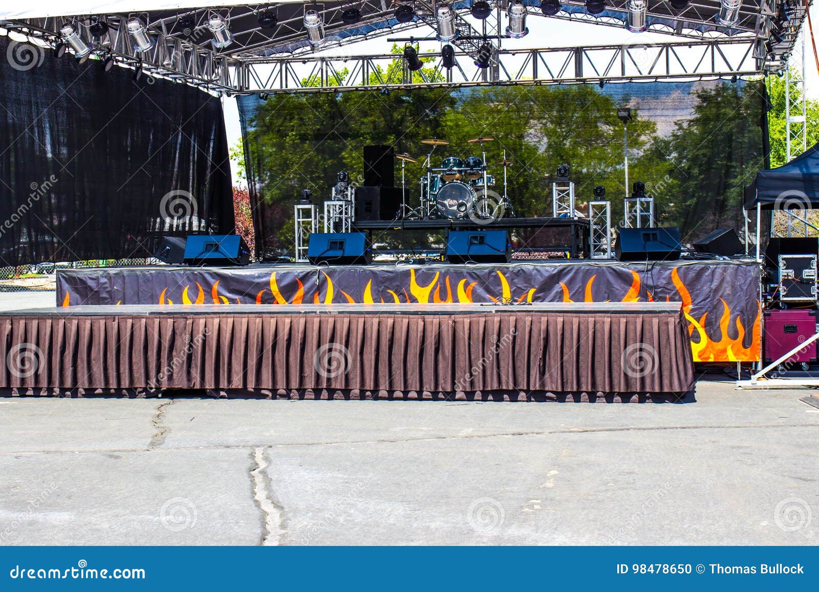 Sound Stage for Musical Band Stock Photo - Image of netting, stands ...