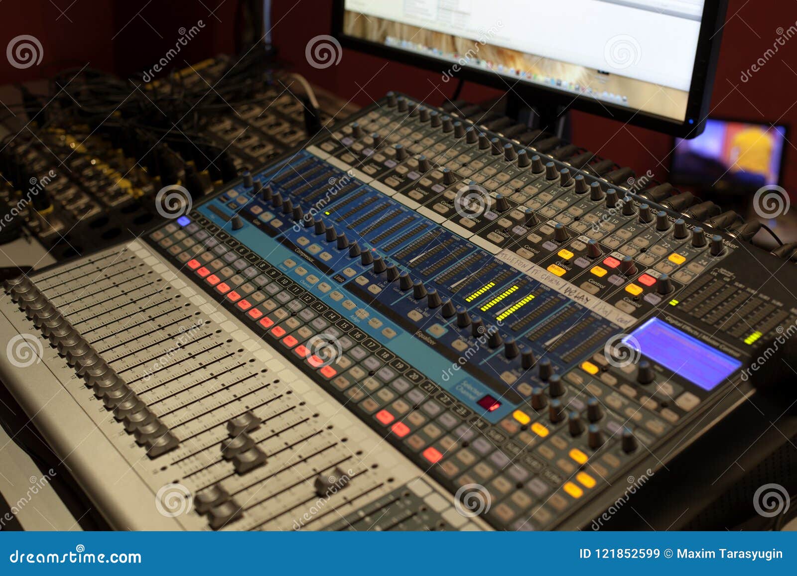 Sound Studio Adjusting Record Equipment. Stock Image - Image of media ...