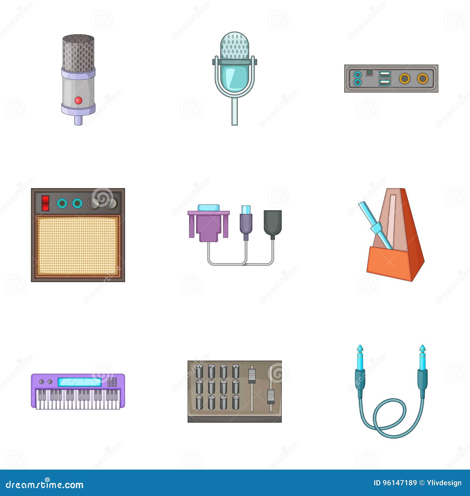 Sound Studio Equipment Icons Set, Cartoon Style Stock Vector ...