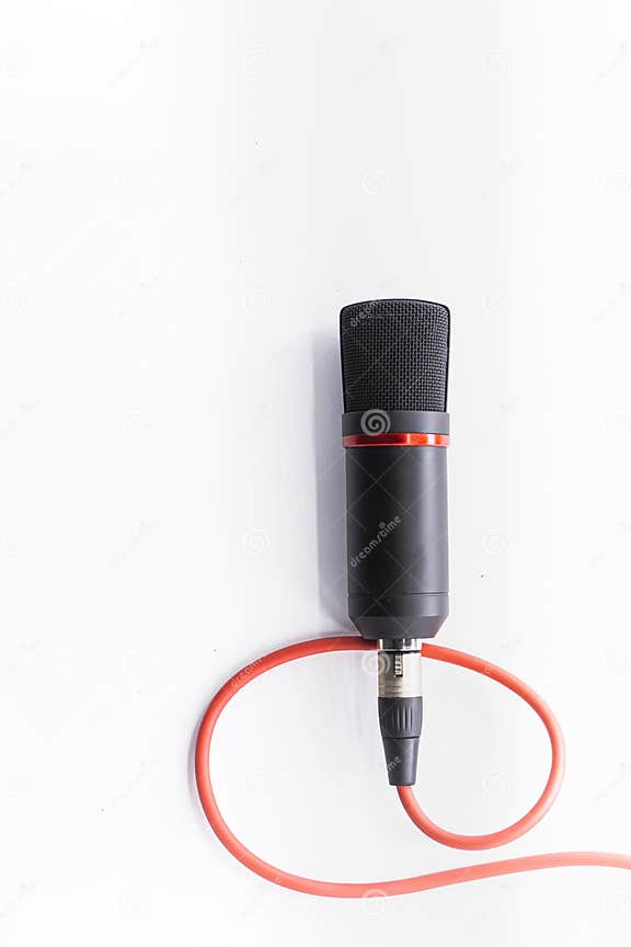 Sound Studio. Microphone with Cable Isolated Stock Photo - Image of ...