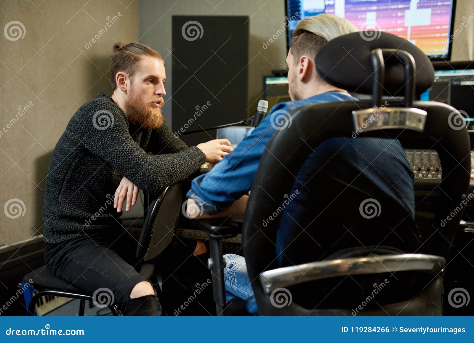 Sound Studio Workers Having Talk Stock Photo - Image of associate ...