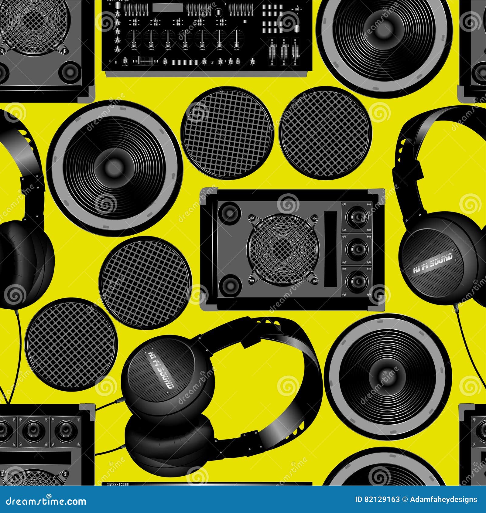 Sound and Subwoofer Speakers Seamless Pattern Stock Vector ...