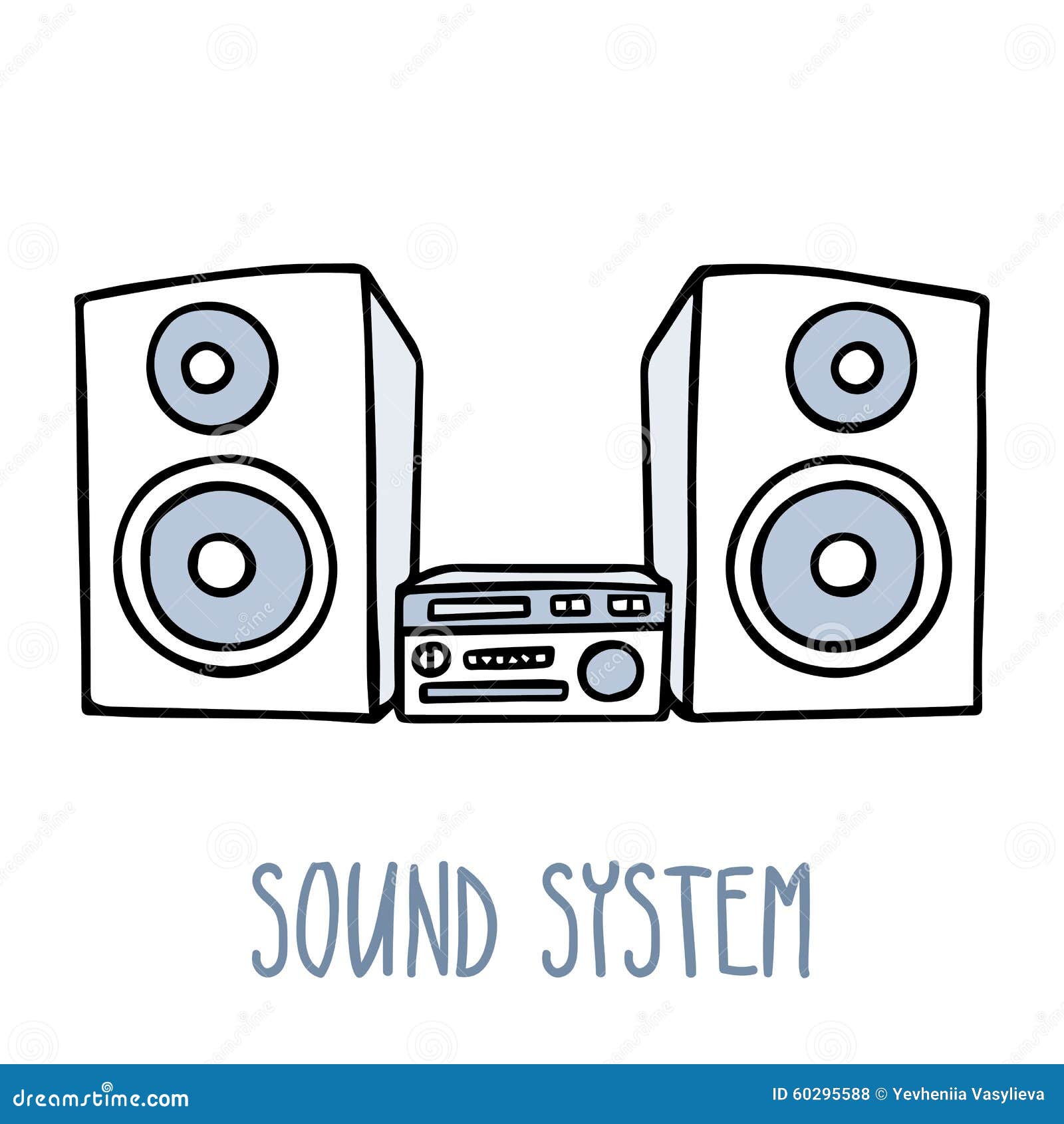 Sound System. Cute Doodle Sketch on White Stock Vector - Illustration ...
