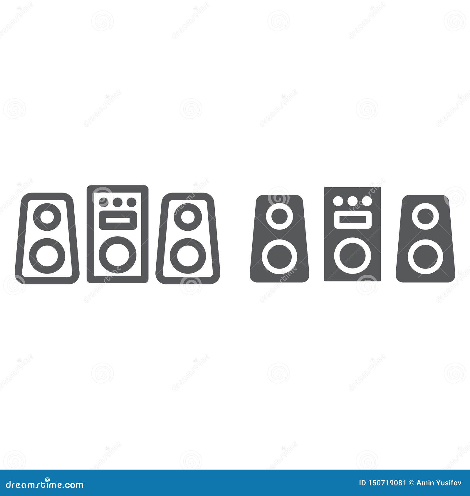 Sound System Line and Glyph Icon, Party and Music, Stereo System Sign ...