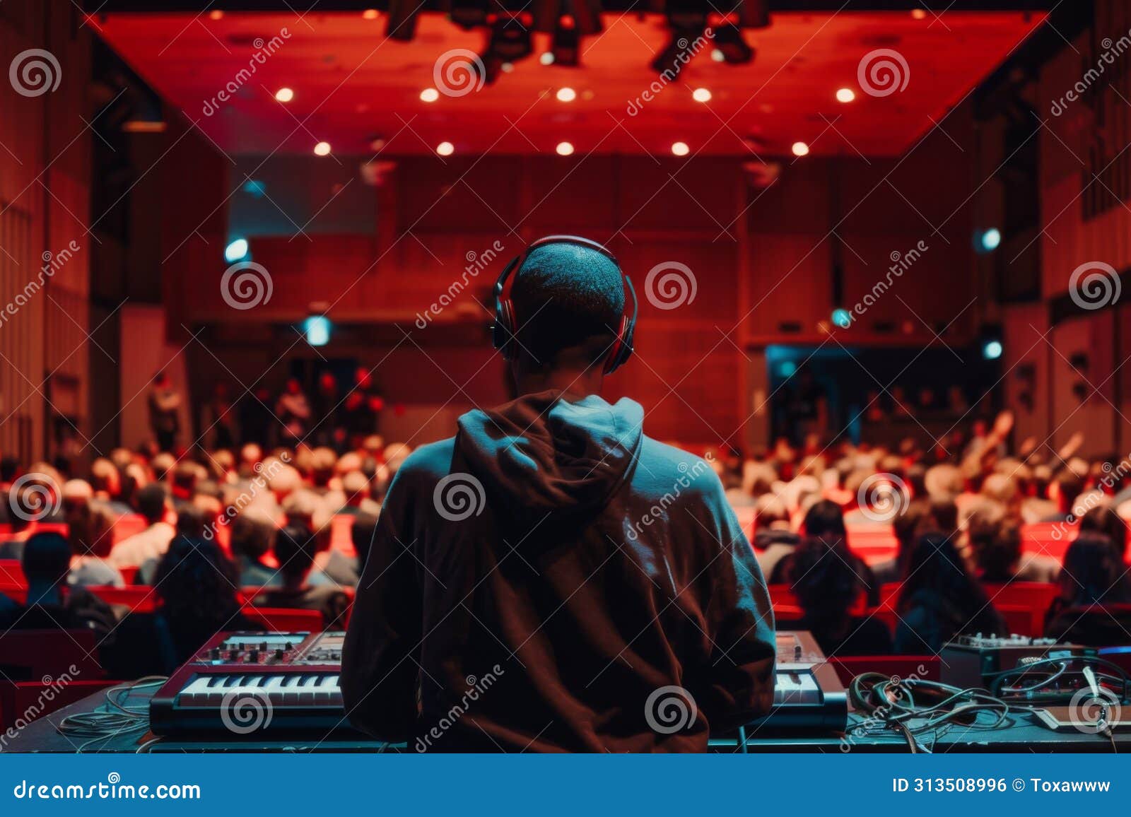 Sound Technician Controlling Audio at a Live Concert Stock Photo ...