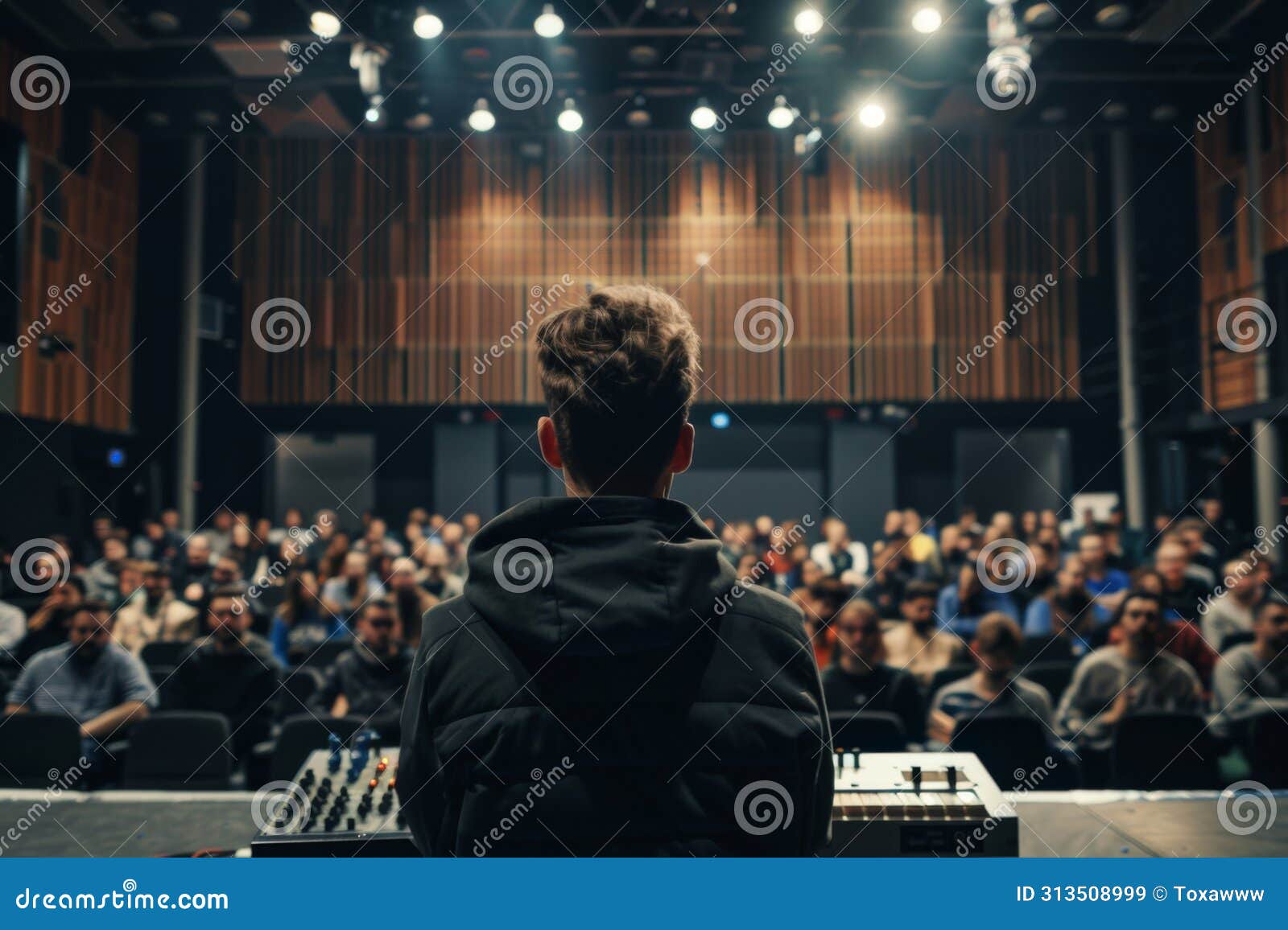 Sound Technician Operating Audio Mixer at Live Event Stock Image ...