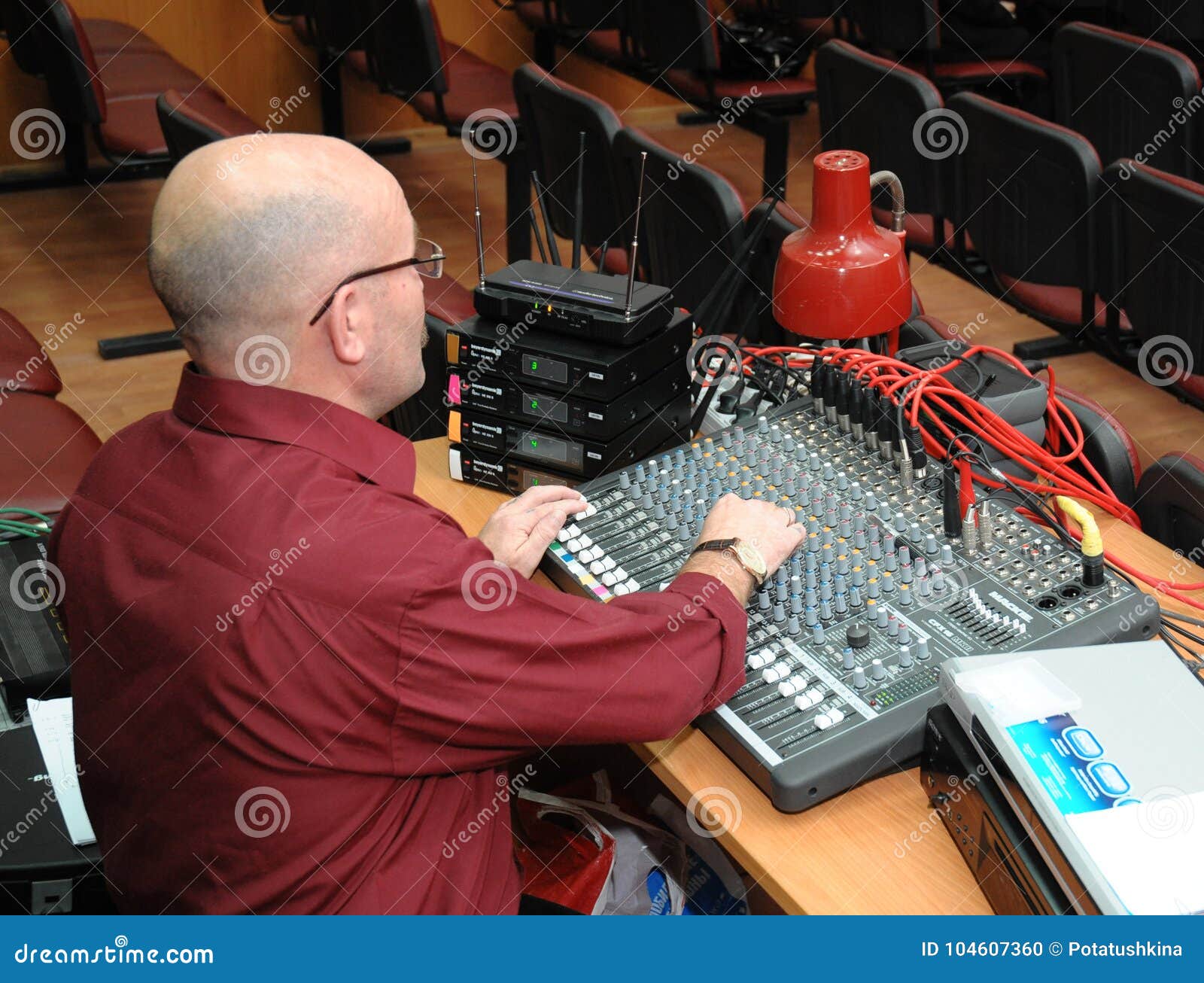 The Sound Technician Works on the Mixing Console Editorial Image ...