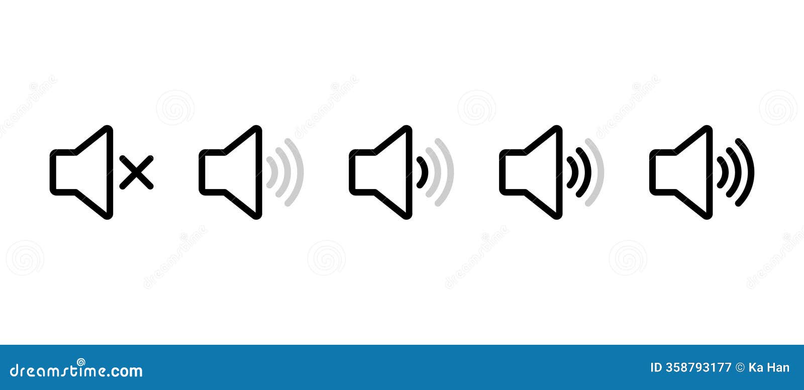 Sound Volume Level Outline Icon. Audio Speaker Sign Symbol Stock Vector ...