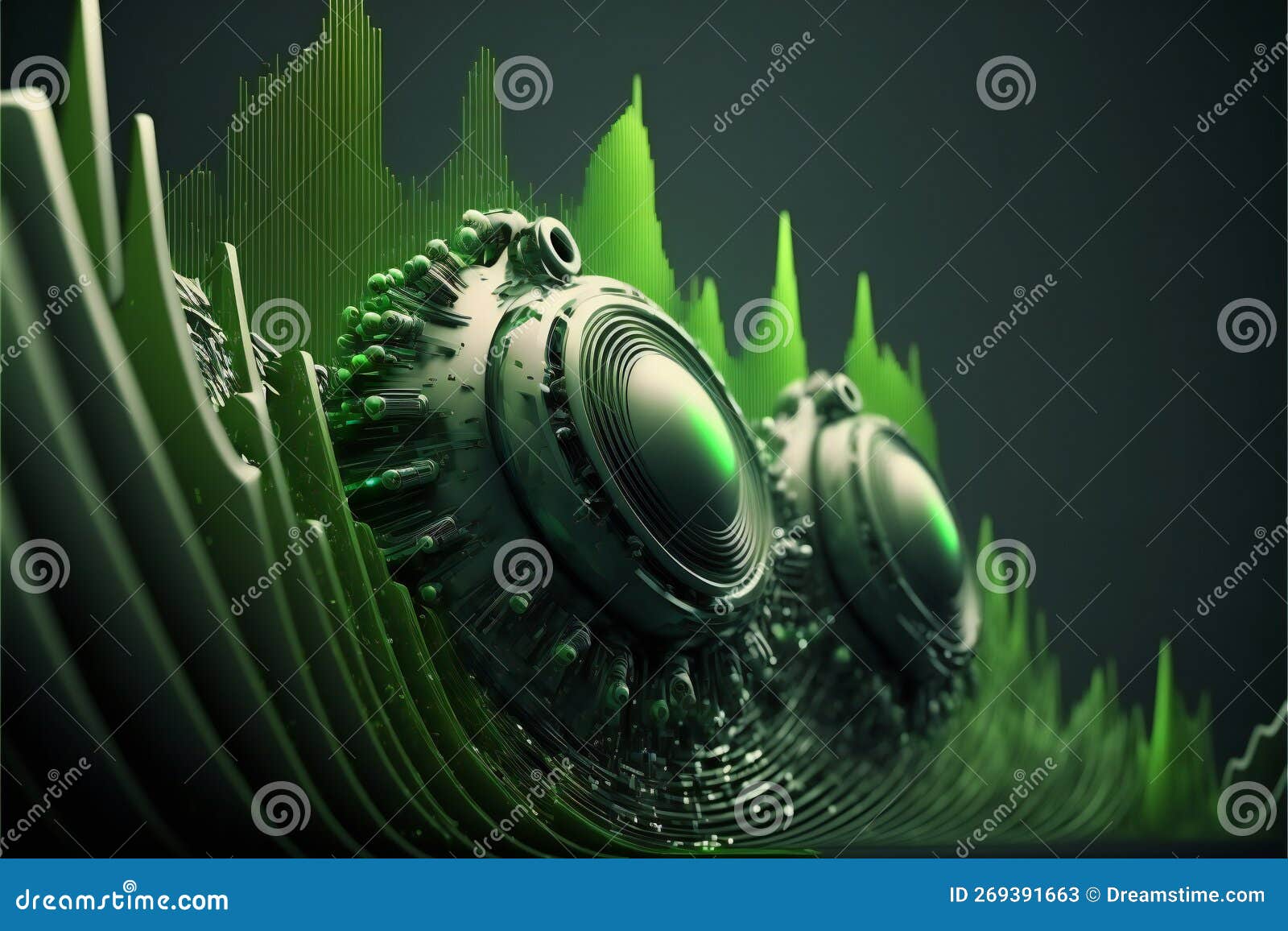 Sound Wave and Audio Technology Concept Green Future, Technology, Retro ...