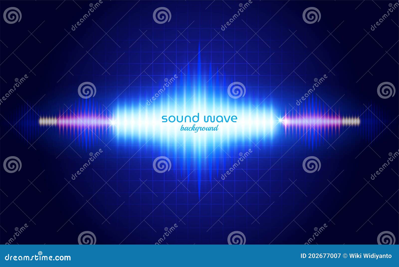 Sound Wave Background with Blue Neon Light Stock Illustration ...