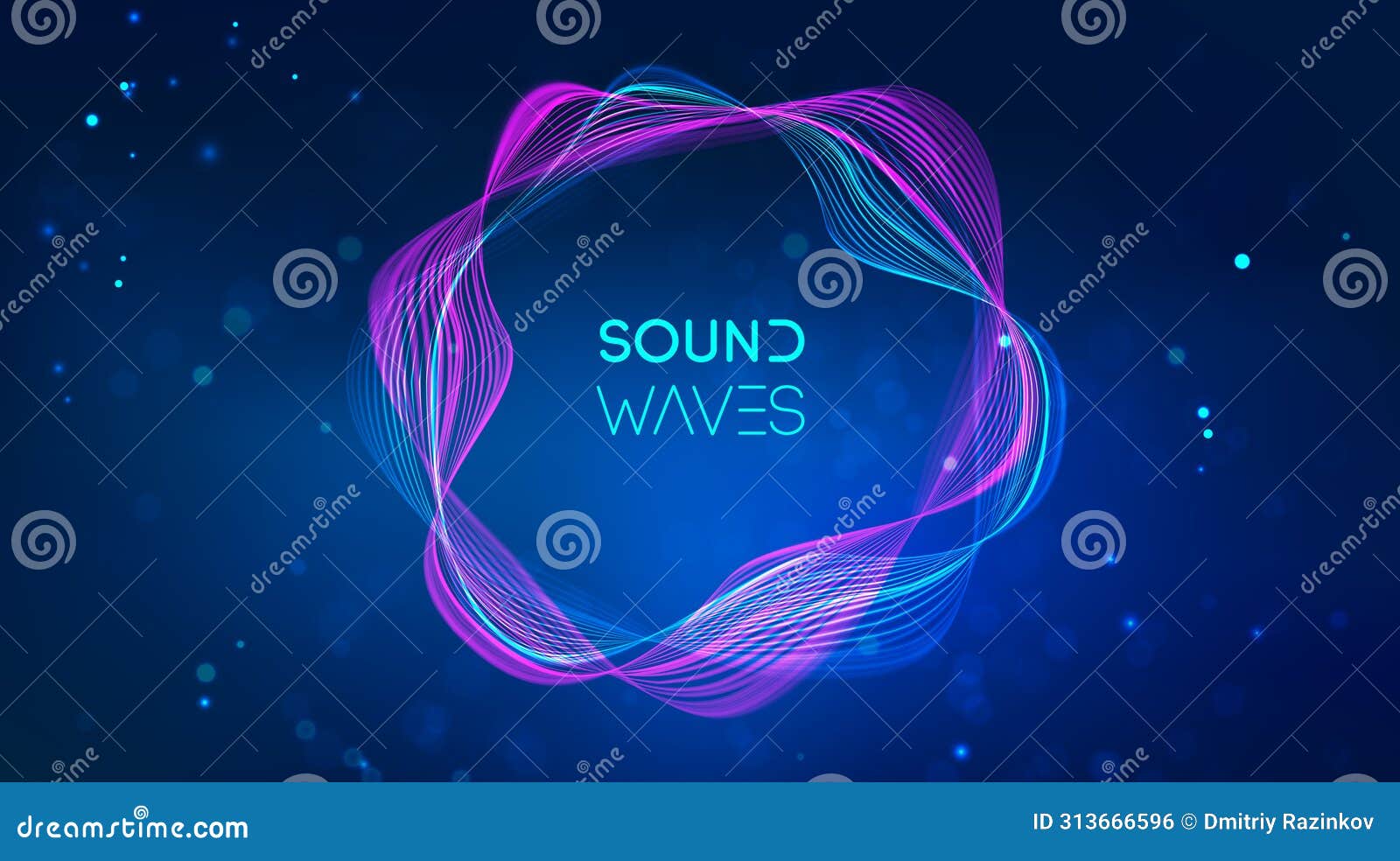 Sound Wave Circle Visualization on Blue Background. Stock Vector ...