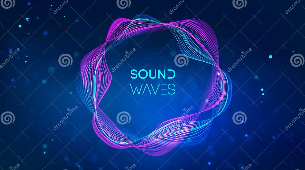Sound Wave Circle Visualization on Blue Background. Stock Vector ...