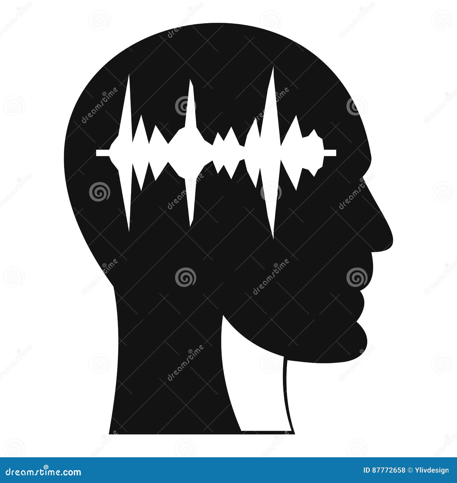 Sound Wave Icon in Human Head Icon, Simple Style Stock Vector ...