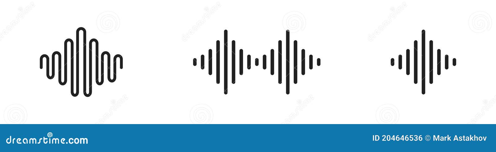 Sound Wave Icon Set. Vector Audio Wave or Line Symbol Collection Stock ...