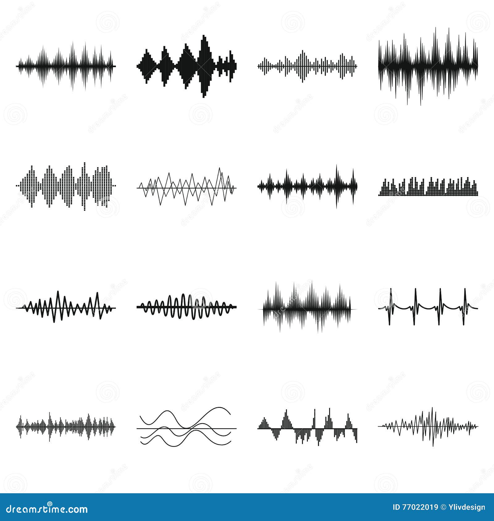 Sound Wave Icons Set, Simple Style Stock Vector - Illustration of ...