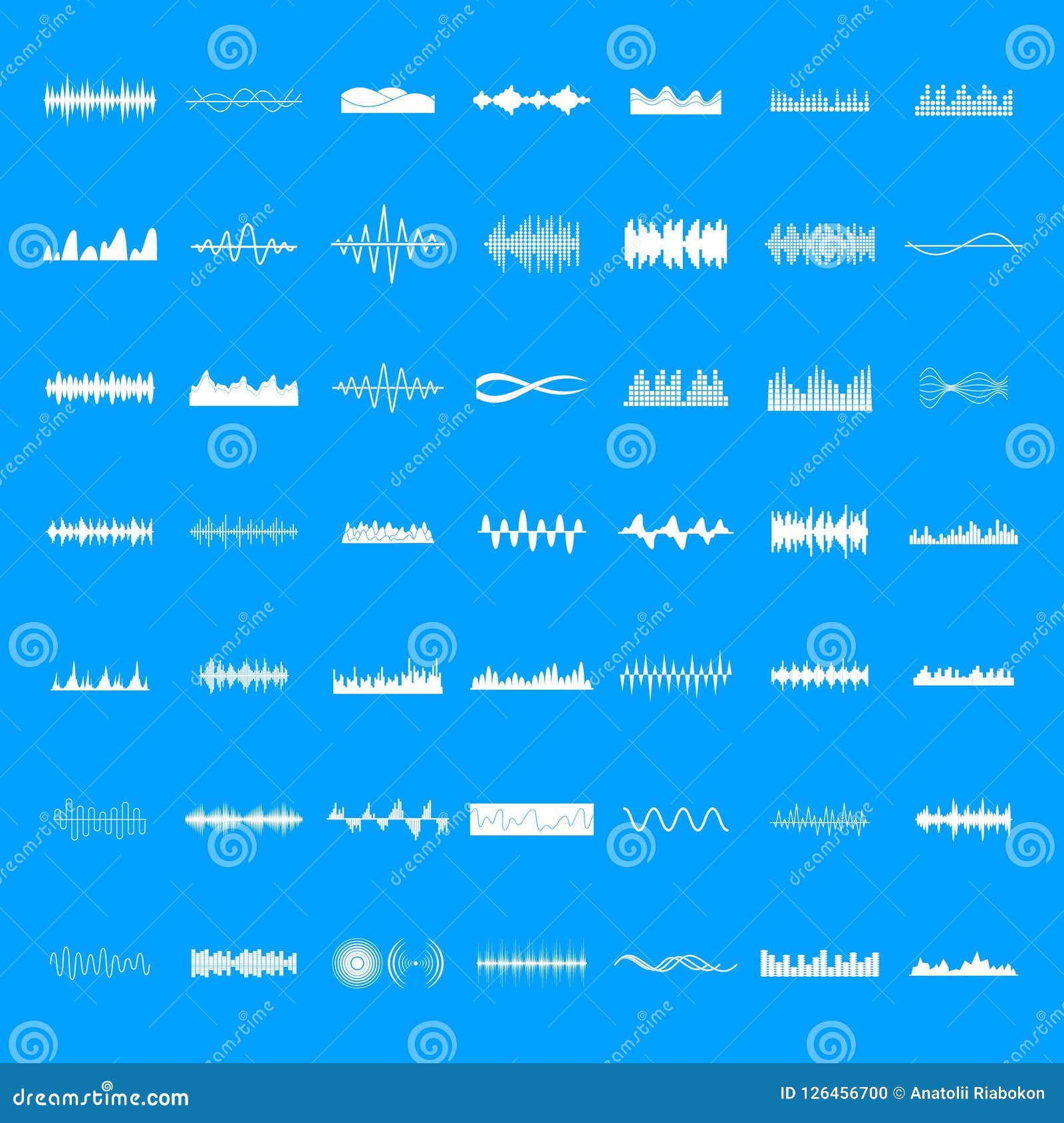 Sound Wave Icons Set, Simple Style Stock Vector - Illustration of ...