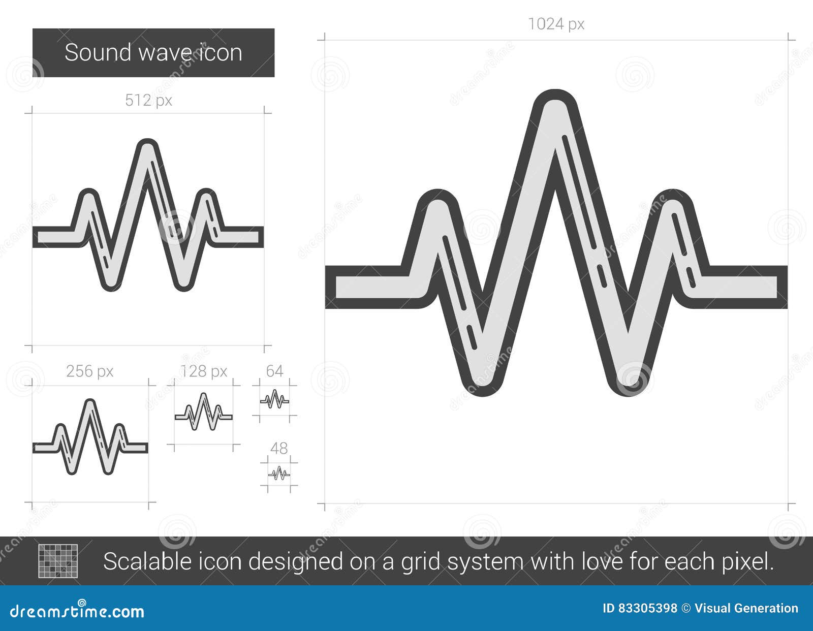 Sound wave line icon. stock vector. Illustration of record - 83305398