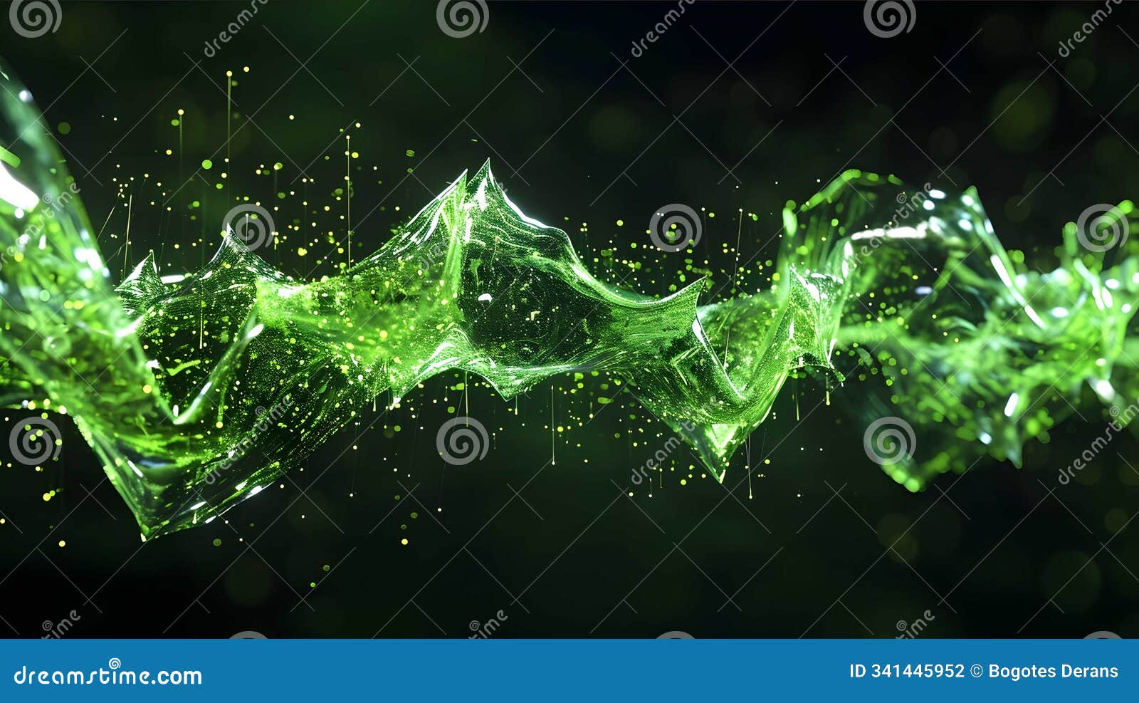 Sound Wave Made of Glass Effect Solid Spikes Transparent Neon Green ...