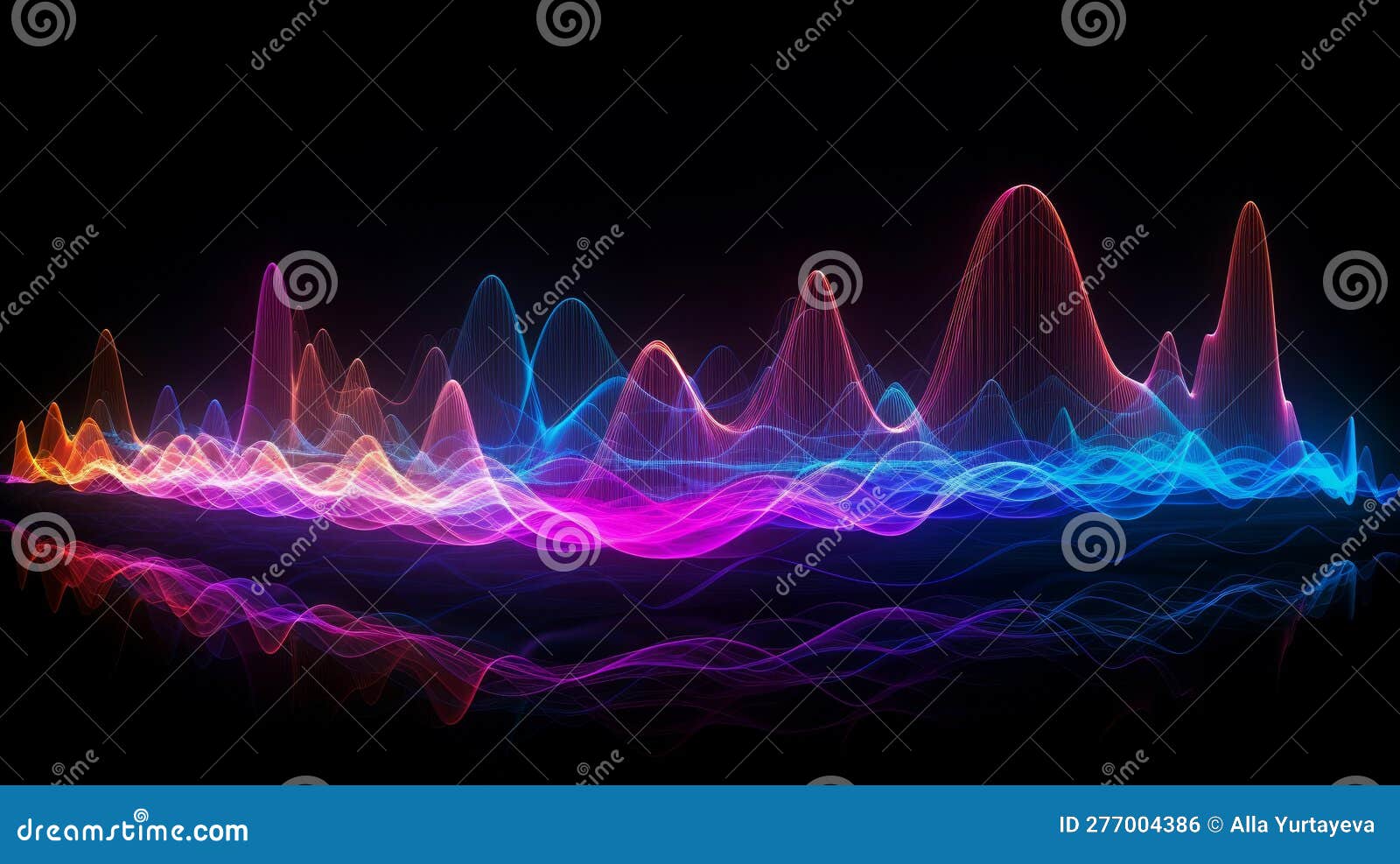 Sound Wave in Neon Light. Modern Technologies and Objects Created with ...
