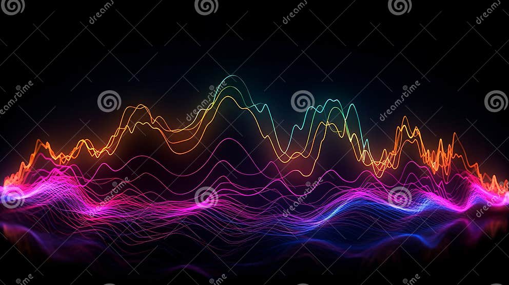 Sound Wave in Neon Light. Modern Technologies and Objects Created with ...