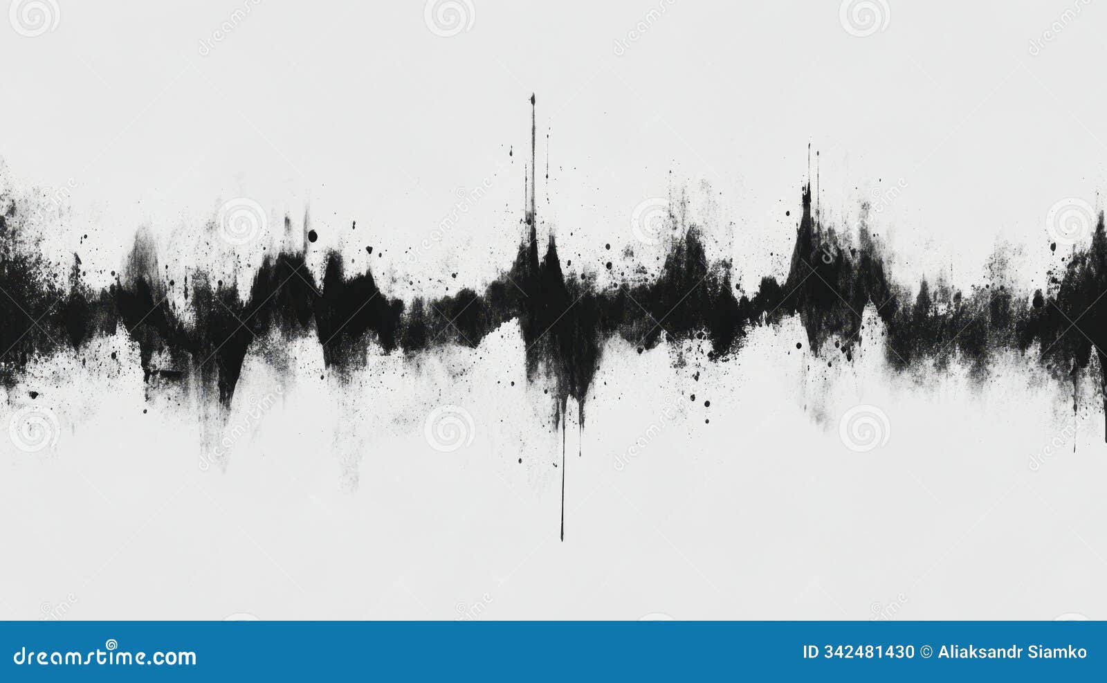 Sound Wave Pattern in Black and White on Plain Background Stock ...