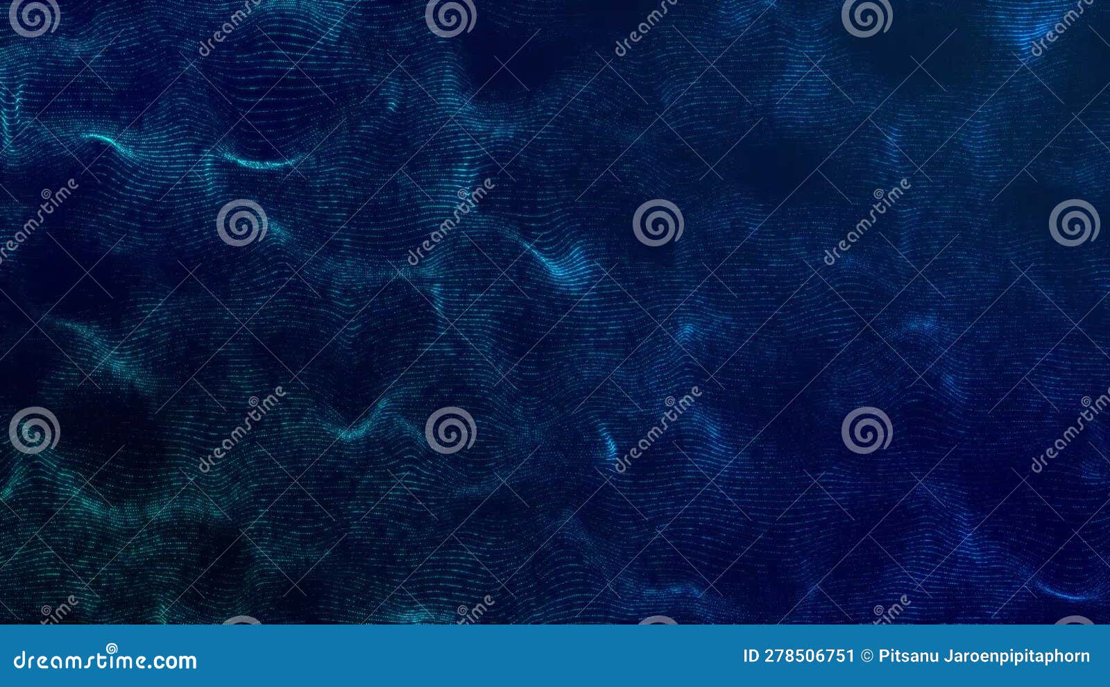 Sound Wave Pattern of 3D Abstract Blue Light Particles on Blue ...