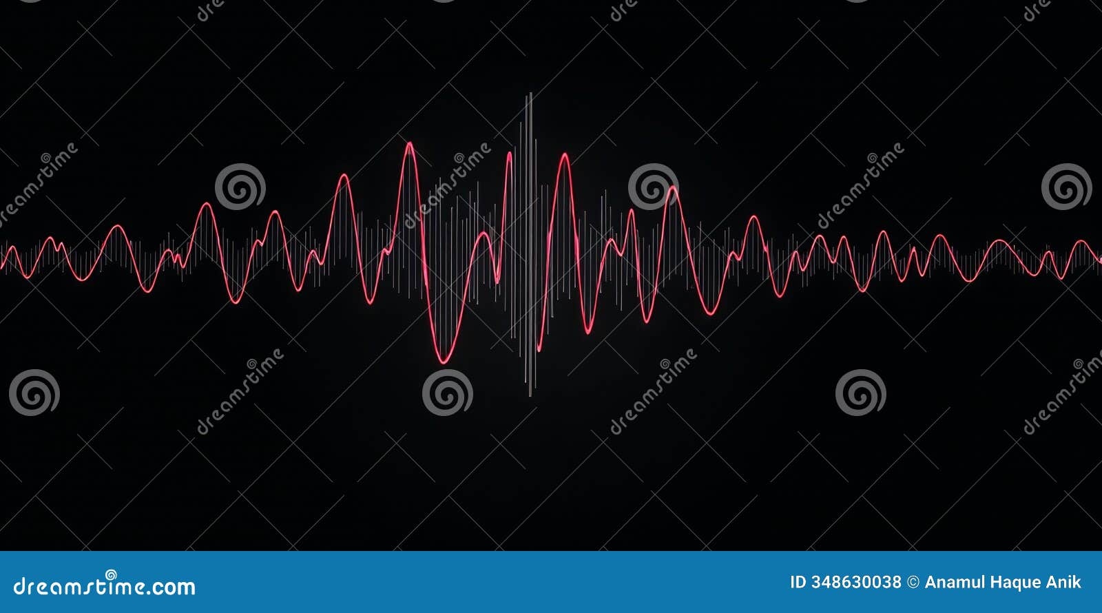 Sound Wave Pattern Visualized in Bright Red on Dark Background Stock ...