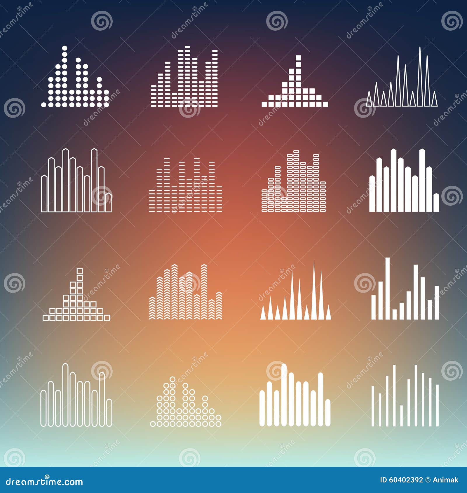 Sound Wave Shapes on Blur Background. Stock Vector - Illustration of ...