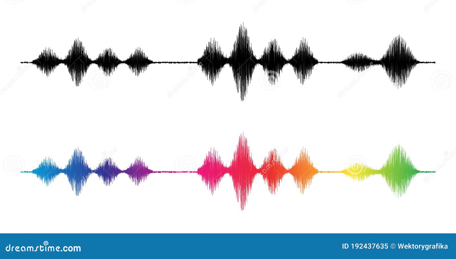 Sound Wave. Silhouette and Rainbow Colours Waveform. Frequency ...
